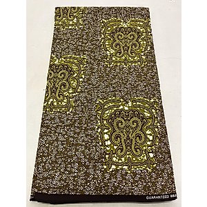 Turtle-Back Design African Guaranteed Wax Block Prints Fabric/African Ankara Wrapper Fabric Wax Fabrics /-Sell by 6 Yards-100% Cotton-for Dresses-Olive-Gold, White,Burgundy,Dark-Brown