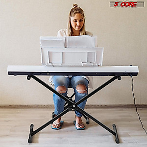 5 CORE Keyboard Stand Single X Style Adjustable Digital Electric Piano Riser Durable & Sturdy Music Synthesizer Holder Stands - 61 76 88 Keys KS1XBLK