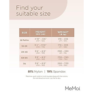 MeMoi Plus Size Curvy Silky Sheer Control Top Pantyhose City Beige 7X