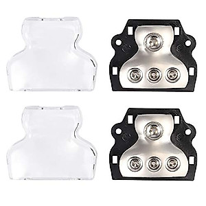 VonSom 3 Way Power Distribution Block, 1x 0 Gauge in / 3X 4 Gauge Out Amp Power Distribution Ground Distributor Connecting Block for Car Amplifier Audio Splitter 2 Pack