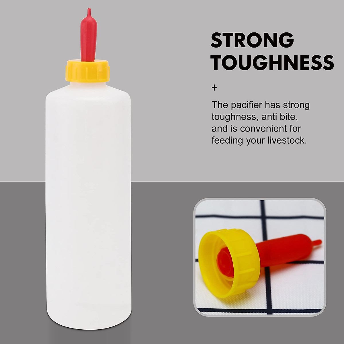 Yardwe 5 Sets Calf Lamb Milk Feeder 400ml Sheep Goat Cattle Bottle Livestock Feeding Bottle Bucket Pot Rearing Drinker Feeding Supplies