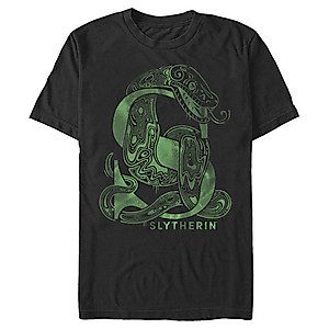 Harry Potter Men's Slytherin Short Sleeve Tee Shirt, Black, Large