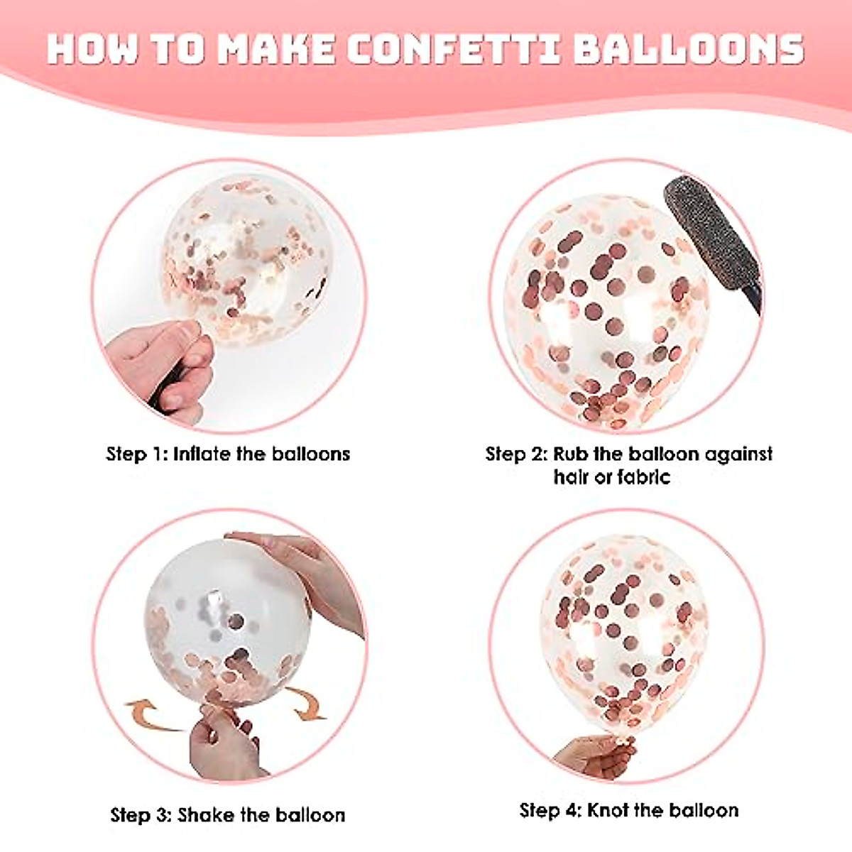 RUBFAC 65 Pcs 12 Inches Pink Balloon Arch Garland Kit, Hot Pink Rose Gold Chrome Balloons for Birthday Shower Princess Theme Party Background Decorations