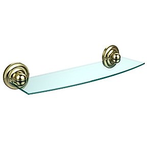 Allied Brass PQN-33/18-SBR Prestige Que Collection 18 Inch Glass Shelf, Satin Brass