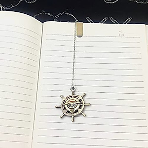 ZOA Anime Metal Bookmarks, Luffy Straw Hat Pirates Bookmark, Vintage Bookmark, Metal Pendant Bookmark, Anime Creative Bookmark Gift (Skeleton)