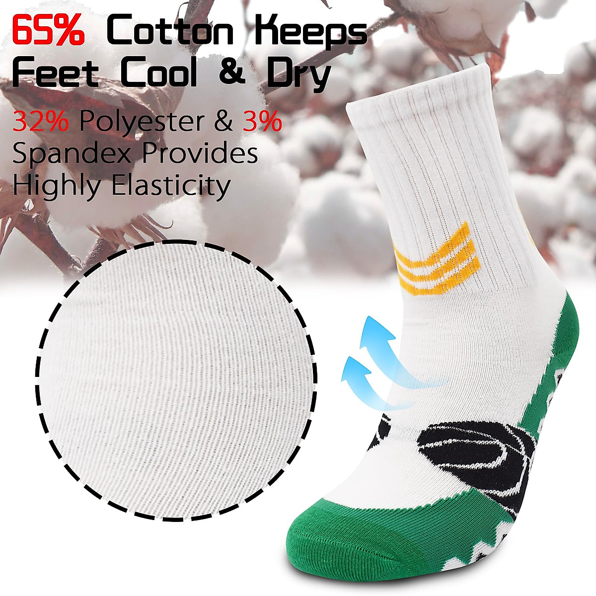Tphon Basketball Socks for Kids Boys Cushioned Sports Running Training Sock Soccer Athletic Crew Socks for Youth 4 Pairs