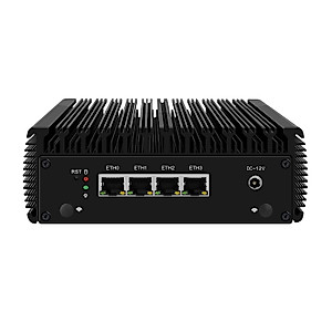 Micro Firewall Appliance, Mini PC, VPN, Router PC, Intel Celeron J4125, HUNSN RJ15, AES-NI, 4 x Intel 2.5GbE I226-V LAN, HDMI, DP, SIM Slot, Barebone, NO RAM, NO Storage, NO System