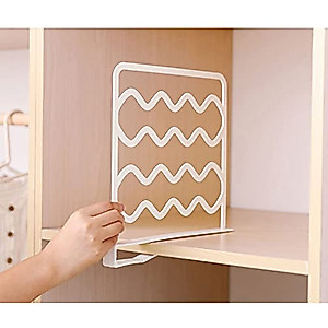 RUIPBOTE Plastic Closet Shelf Organizer Divider, Wave Wire Shelves Separator for Clothes, Bookshelf, Shelves, Wardrobe Storage and Organization (White Wave, 4)