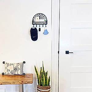 MAXFOUNDRY Mail & Key Holder for Wall - Christmas Gift, Wall Mounted Decorative Mail & Key Rack Organizer - for Keys, Mail, Wallet, Dog Leash Storage & More - Durable Hanger Hooks - Rust Proof- Black