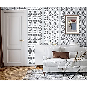 Micpolo Stripe Peel and Stick Wallpaper Black and Grey Contact Paper Geometric Self-Adhesive Wallpaper Modern Removable Vinyl Decor 17.7"X78"