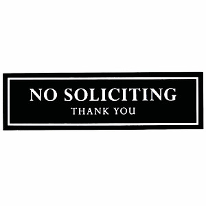 Kubik Letters Original No Soliciting Sign for House (with Strong Adhesive Tape) - No Soliciting Signs for Home - No Solicitors Sign for Front Door - No Solicitation Sign for Business - Black 120 mil