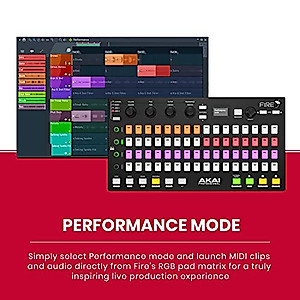 AKAI Professional Fire (Controller Only) – USB MIDI Controller for FL Studio with 64 pad RGB Clip / Drum Pad Matrix