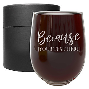 Personalized Etched Monogram 17oz Stemless Wine Glass, Gifts for Women, Customized Engraved Christmas Gifts, Unique Mother's Day Gift, Customizable Bridesmaid Birthday Wine Tumbler, Because YTH