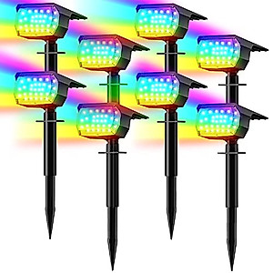 LANSOW Solar Spot Lights Outdoor Color Changing, [7 Modes/8 Pack] Christmas Solar Landscape Spotlights, Solar Lights Outdoor Waterproof, Solar Powered Flood Lights for Outside Yard Garden Pathway