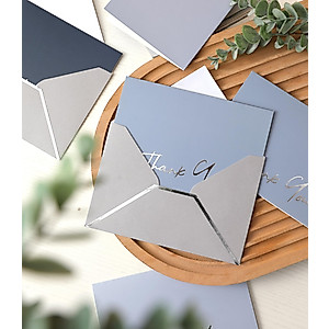 Heavy Duty Thank You Cards with Envelopes - 36 PK - Silver Thank You Notes 4x6 Inches Baby Shower Thank You Cards Wedding Thank You Cards Small Business Graduation Funeral Teacher (Dusty Blue)