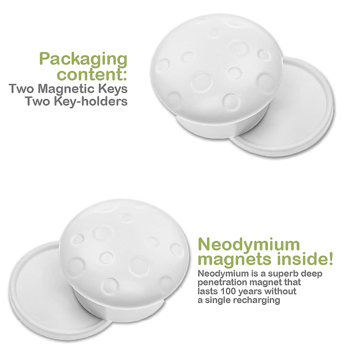Spare Keys for Magnetic Cabinet Locks (2-Pack) by Skyla Homes - Powered by Premium Neodymium Magnet - Baby Safety Lock Key