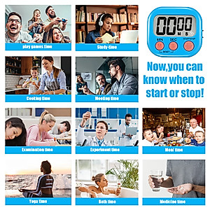 6 Pack Multi-Function Electronic Timer - Magnetic Digital Timers Big LCD Display The Loud / Silent Switch Countdown Timer Extensively Use in Break Time, Cooking,Gym, Meeting, Classroom