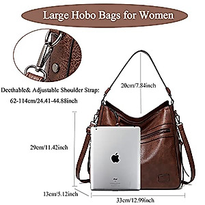 Handbags for Women, SIXVONA Large PU Leather Hobo Bags Purses Shoulder Crossbody Bags for Ladies, Coffee