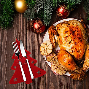 Molain Christmas Tree Cutlery Holders, 8pcs Christmas Cutlery Holders, Christmas Silverware Holders Set, Xmas Table Decorations, Pockets Knifes Forks Tableware Bags Dinnerware for Party Home Decor