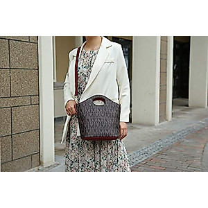 MKF Tote Shoulder Bag, Satchel Handbag for Women Set PU Leather Top Handle Purse, Gold-Tone Hardware Beige