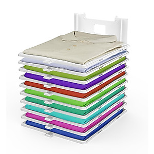 BoxLegend Tshirt Organizer 10 Pieces Closet Organizer Ease of Stacking Stackable Closet Organizer Sturdiness Suitable for Pants Shorts Pajamas Long-Sleeved Shirts T-Shirts and Towels