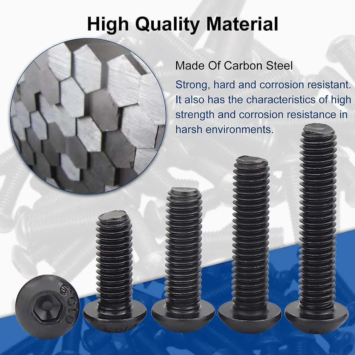 MroMax 20Pcs M6 x 35mm Button Head Socket Cap Bolts Screws, Alloy Steel 10.9 Grade, Allen Socket Drive, Black Oxide Finish, Fully Machine Thread
