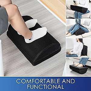 Footrest - Foot Rest for Under Desk at Work - Memory Foam Foot Stool with 2 Adjustable Height for Office Gaming & Computer Chairs - Comfortable Cushion for Back & Hip Pain Relief
