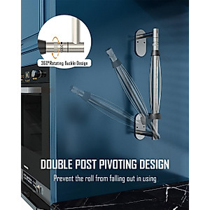 BATHDANCE Paper Towel Holder Under Cabinet, Single Hand Operable Roll Holder with Damping Effect,No Drilling or Wall Mounted SUS304 Stainless Steel for Kitchen Bathroom (Sliver)