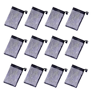 Leewoth 12pcs Small Mesh Bags Nylon Storage Mesh Bags Black Nylon Mesh Drawstring Bags with Small Travel Stuff Bags（ 6 x 4 inch）