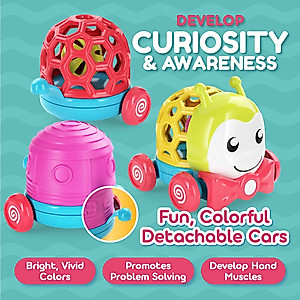 CoolToys Caterpillar Musical Baby Toy - 3 in 1 Developmental Infants & Toddlers Sensory Toy; 3 Linkable Easy Grasp Soft Cars, Rattles, Plays Fun Sounds, Ideal Birthday Gift for 1 Year Old Boys & Girls