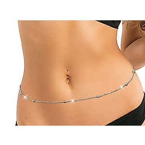 S925 Sterling Silver Waist Belt Belly Chain Adjustable Charm Body Chain Bead