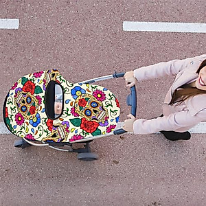 Sugar Skeleton Flower Baby Car Seat Cover for Baby Boys and Girls Breathable Lightweight Carseat Cover Baby Carrier Cover Soft Flexible for Girls Boys