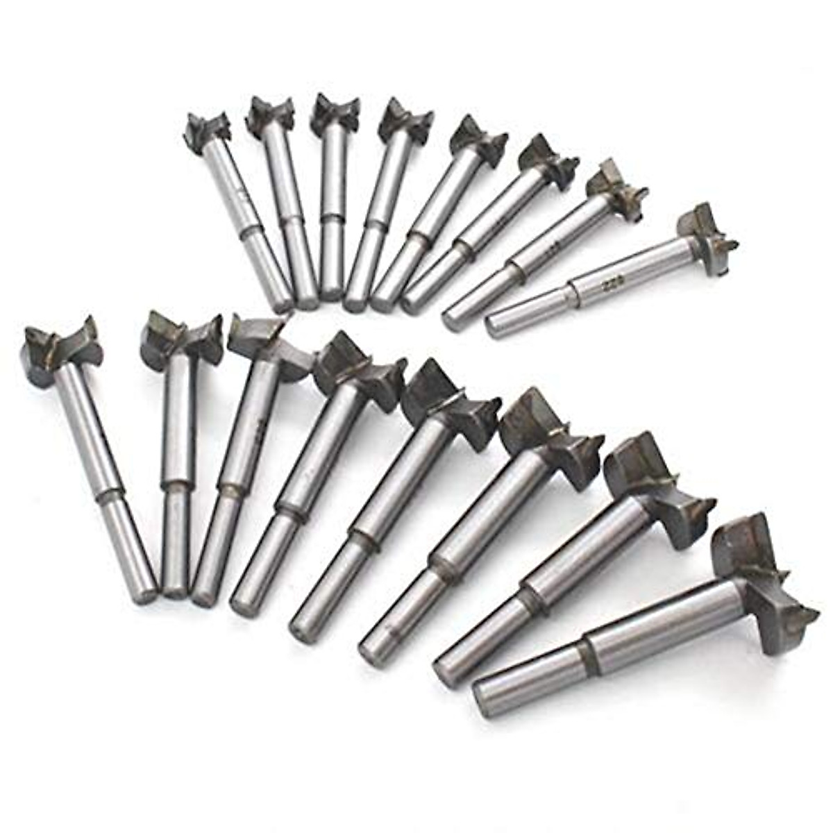 Forstner Drill Bit Set 16pcs 15-35mm Punching Bit Wood Slabs Flat Wing Drilling Hole Hinge Cemented Carbide Drilling Counterbore Flat Bit Drill Set Woodworking Hole Saw Wood Cutter Tool (16pcs)