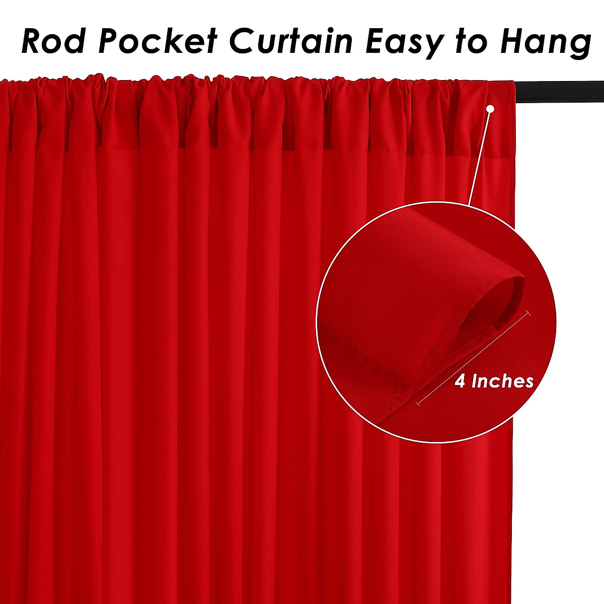 Red Backdrop Curtains 2 Panels 5ft x 10ft Polyester Photo Backdrop Drapes for Wedding Christmas Party Decorations