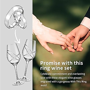 Alterf Hand-Carved Crystal Wine Glasses with Diamond Inlay, Red Wine Glasses Set of 2, Handmade Lead-Free Premium Clear Glass - Perfect for Red Wine - Great Gift Packaging