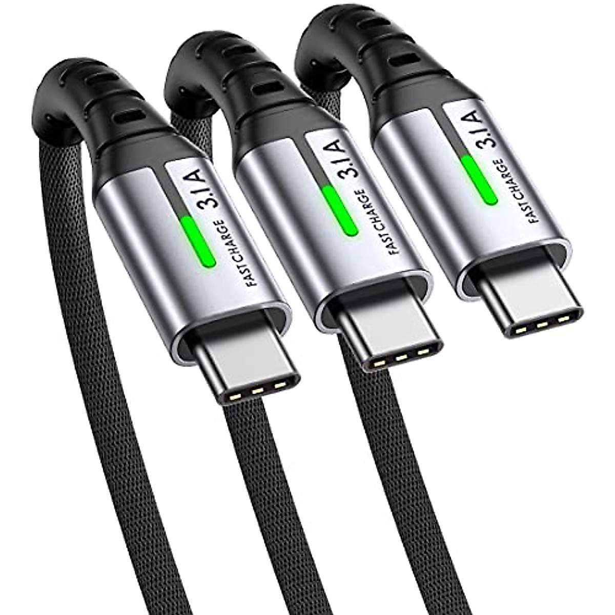 INIU USB C Cable, [3 Pack 1.6/6.6/6.6ft ] 3.1A QC3.0 Type C Charger Fast Charging, Durable Nylon USBC Charger Cables for Samsung Galaxy S22 S21 S20 S10 Plus Note 10 LG Google Pixel OnePlus Moto, etc