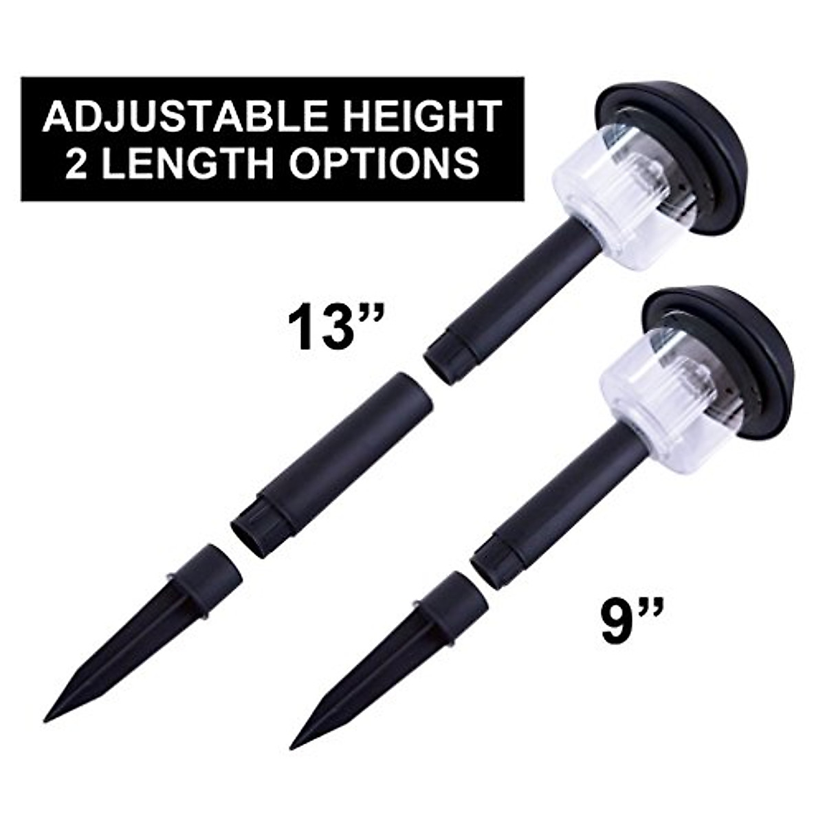 Solario Garden Decor Solar Powered Stake Lights- Pack of 6- Decorative Classic Lamps- Highest Lumen LED Brighter Than Standard- Superior Monocrystalline Panel (Black)