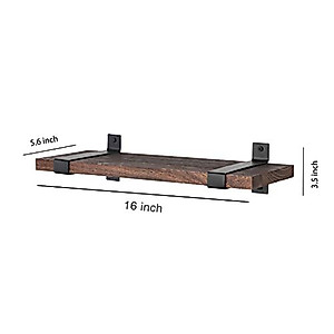 LAVIEVERT Floating Shelves Wall Mounted Set of 2, Rustic Wood Wall Storage Shelves for Bedroom, Living Room, Bathroom, Kitchen, Office - Dark Brown