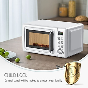 Retro Microwave Oven, SIMOE Small Countertop Microwave 0.7 cu. ft. 700W with 8 Preset Cooking Options (White)