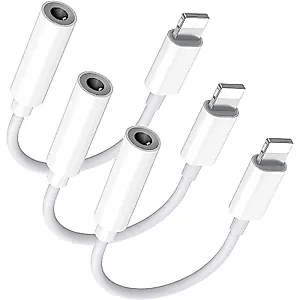 3 Pack Lightning to 3.5 mm Headphone Jack Adapter, [Apple MFi Certified] iPhone 3.5mm Headphones/Earphones Jack Aux Audio Dongle Adapter Compatible for iPhone 14 13 12 11 XS XR X 8 7 Support All iOS