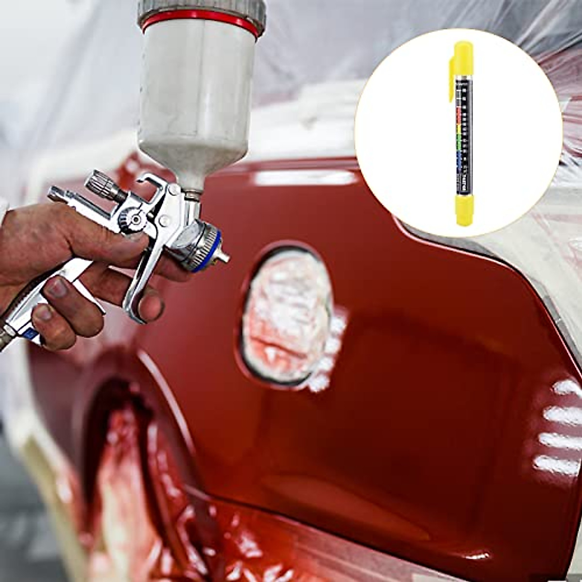 Paint Thickness Tester, Car Body Damage Detector Crash Check Car Coating Film Water Resistant Paint Thickness Meter Magnetic Tip(As Shown)