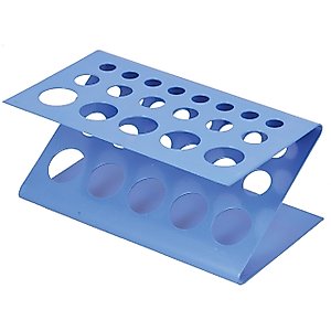 EISCO Test Tube Stand, Z Shape, Aluminum Sheet, Fits up to 18 Tubes in 3 Different Sizes (1", 0.75", 0.5")