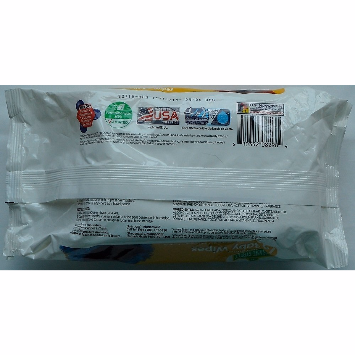 Sesame Street Shea Butter Baby Wipes, 120 Count, White, Large