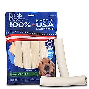 Pet Factory 100% Made in USA Beefhide 8" Rolls Dog Chew Treats - Natural Flavor, 10 Count/1 Pack