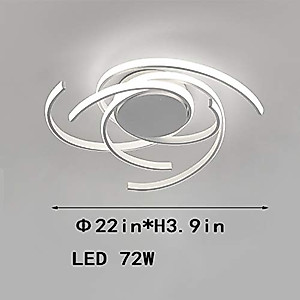 LED Bedroom Light Modern Chic Design Flush Mount Ceiling Lamp Dimmable Acrylic Panel Unique Minimalist Livingroom Pendant Light with Remote Control Dining Room Kitchen Island Office Hanging (White)