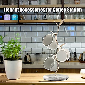 Coffee Mug Holder,Mug Rack Countertop,Leaf Shaped Mug Tree for Counter,Coffee Tea Cup Mug Holder Stand for Countertop,Perfect Coffee Bar Accessory & Kitchen Home Organizer Gold (Mug Not Included)