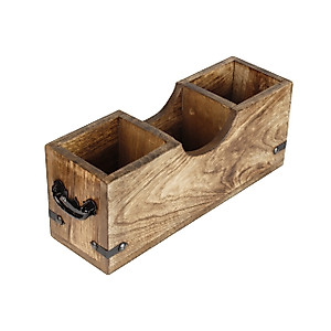 ARTISENIA Father's Day Gifts Antique Wooden Kitchen Utensil Holder With 3 Compartments Wood Utensil Organizer for Cutlery, Napkins, Cups Caddy Organizer | 11 X 3.5 X 4.5 Inch