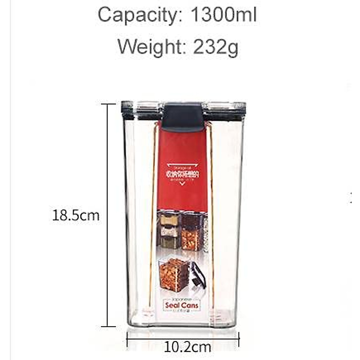 S&M Airtight Food Storage Containers Set with Lids[5 Pack] for Kitchen & Pantry Organization, BPA Free Plastic Clear Canisters for Cereal Flour Sugar Dry Food, Dishwasher Safe (Black)