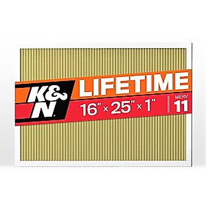 K&N 16x25x1 Air Filter, Merv 11, Washable Air Filter, the Last Furnace Filter You Will Ever Buy, Breathe Safely at Home or in the Office (Actual Dimensions .8 x 24.6 x 15.6 inches),1 Count (Pack of 1)