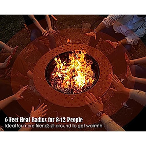 PAPABABE 42 Inch Outdoor Fire Pit with 2 Grill, Wood Burning Firepit for Outside with Lid/Fire Poker, Extra Large Heavy Duty Metal Round Table for Patio Backyard Garden Camping Bonfire